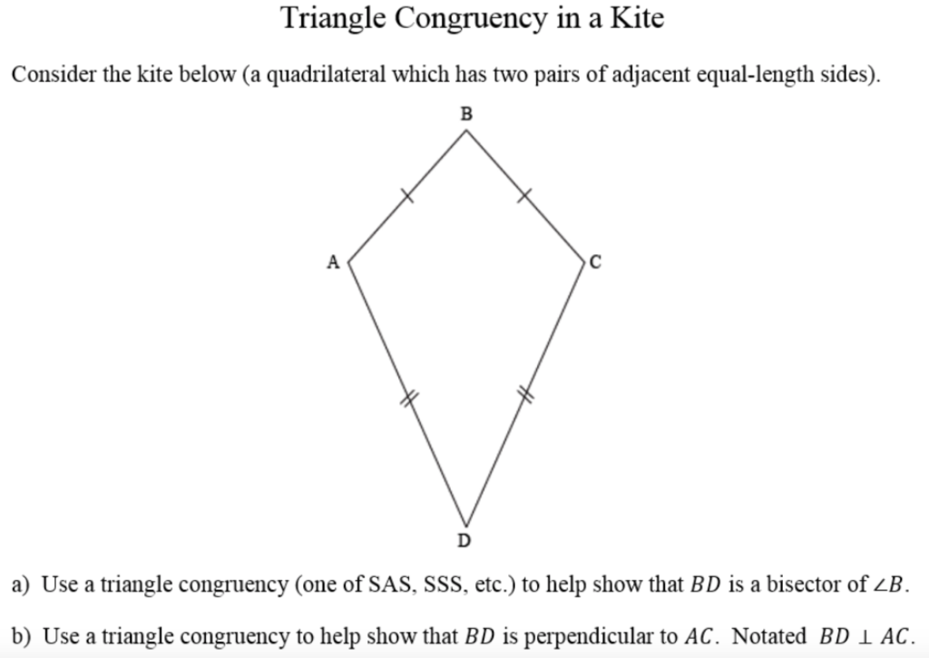 Solved Triangle Congruency in a Kite Consider the kite below | Chegg.com
