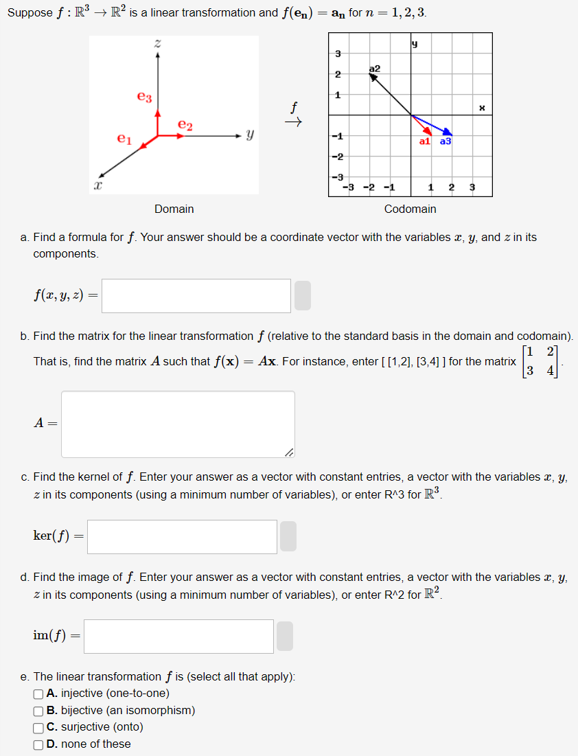 Solved Suppose f:R3→R2 is a linear transformation and | Chegg.com
