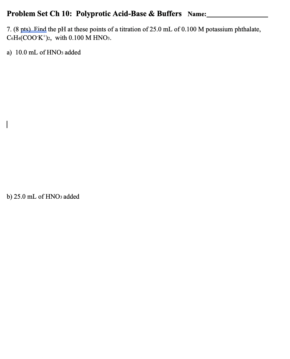 Solved Problem Set Ch 10: Polyprotic Acid-Base & Buffers | Chegg.com