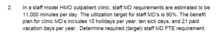 Solved In a staff model HMO outpatient clinic, staff MD | Chegg.com