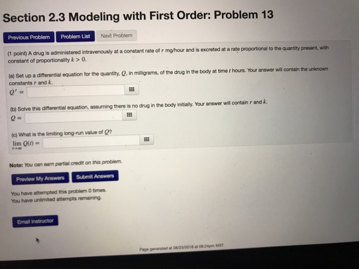Solved Section 2 3 Modeling With First Order Problem 9