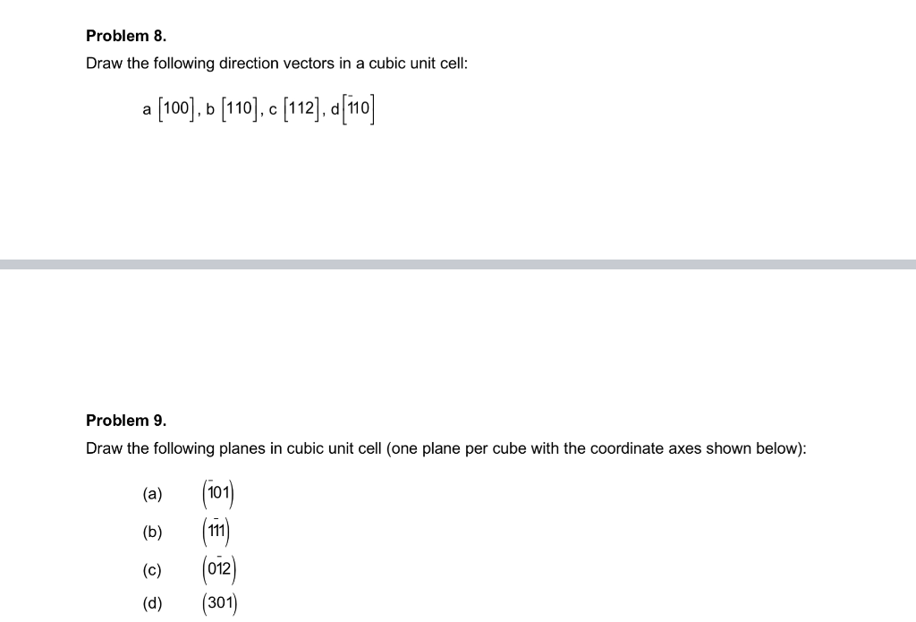 Solved Problem 8. Draw the following direction vectors in a | Chegg.com