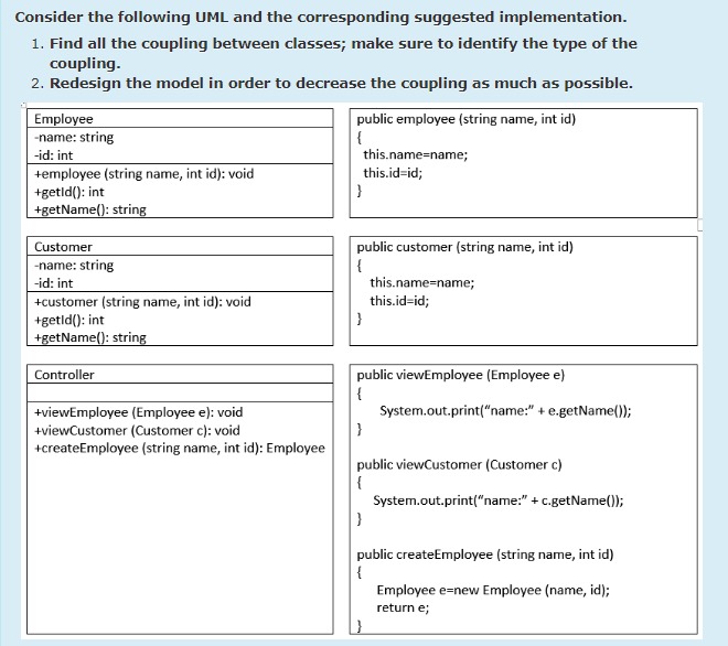 Solved Consider the following UML and the corresponding | Chegg.com