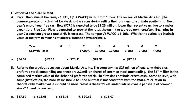 Solved Questions 4 ﻿and 5 ﻿are related.Recall the Value of | Chegg.com