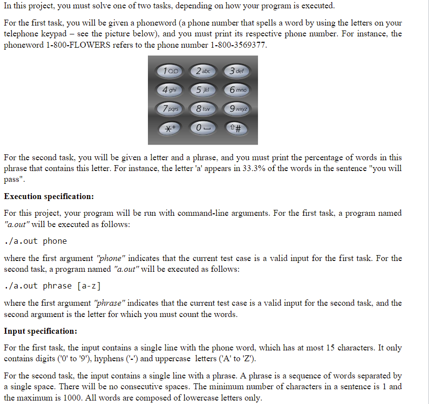Solved In this project, you must solve one of two tasks, | Chegg.com