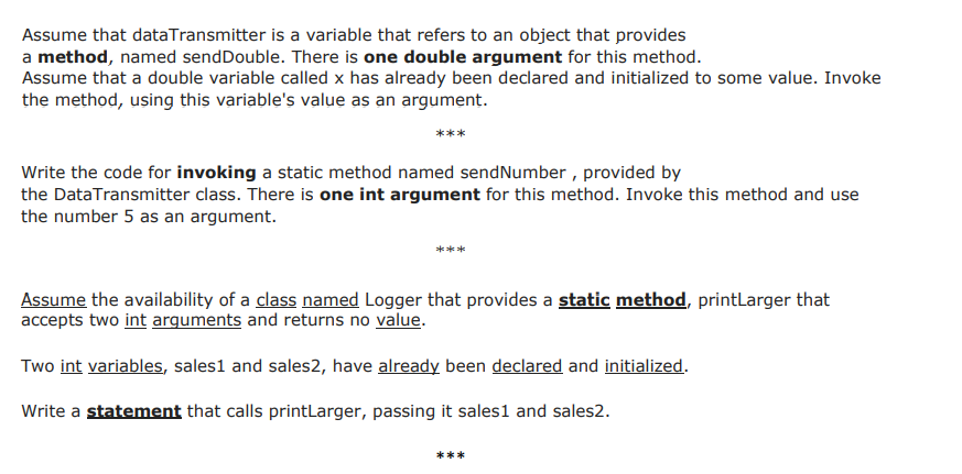 Solved Assume that dataTransmitter is a variable that refers | Chegg.com