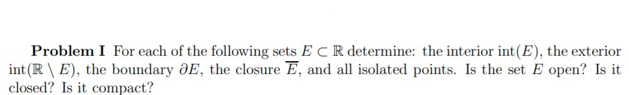 Solved Problem I For each of the following sets ECR | Chegg.com