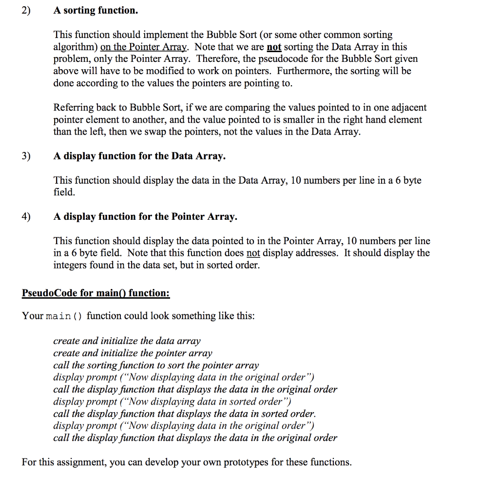 Solved Program 2: Sorting with Pointers Sometimes we're | Chegg.com