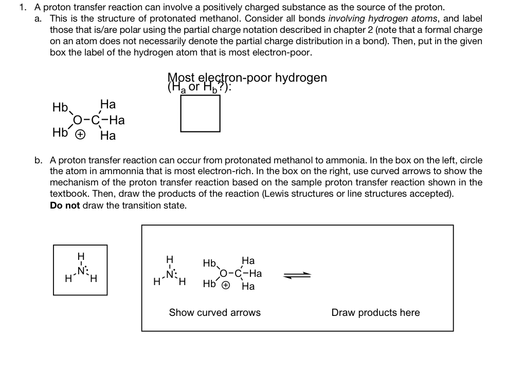 A proton transfer reaction can involve a positively | Chegg.com
