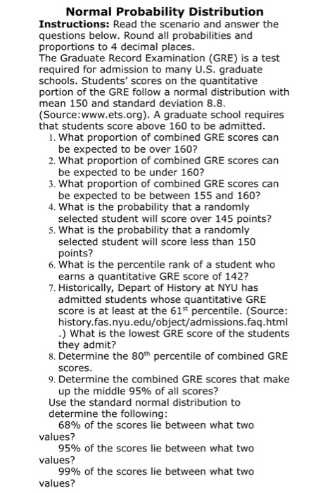Solved Normal Probability Distribution Instructions: Read | Chegg.com