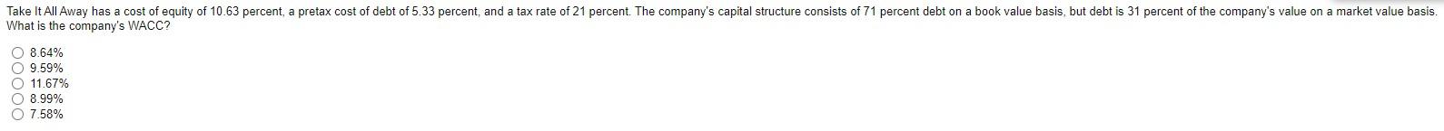 Solved What is the company's WACC? | Chegg.com