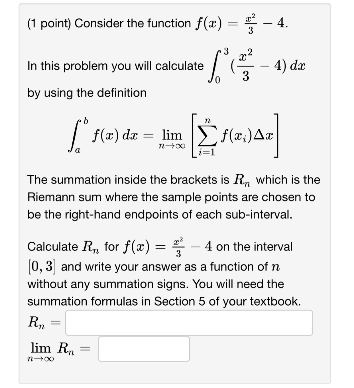 Solved (1 point) Consider the function f(x)=3x2−4. In this | Chegg.com