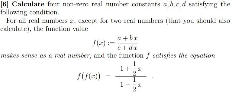 Solved [6] Calculate four non-zero real number constants | Chegg.com