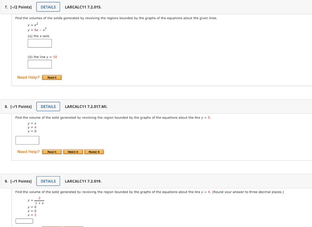 Solved 7. [-12 Points] DETAILS LARCALC11 7.2.015. Find the | Chegg.com