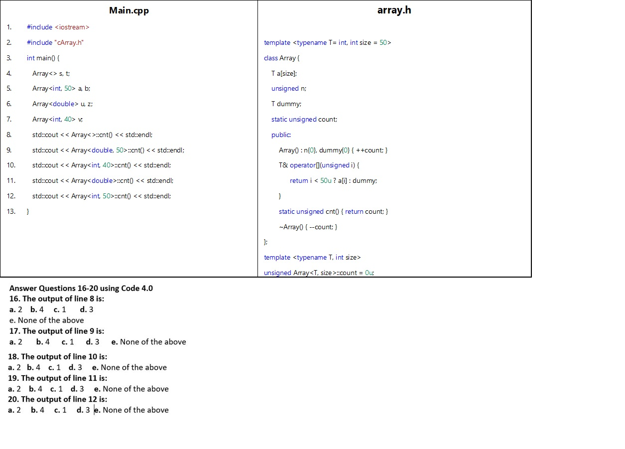 Solved Main.cpp array.h 1. #include 2. #include "cArray.h" | Chegg.com