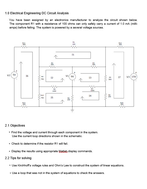 Solved 1.0 Electrical Engineering DC Circuit Analysis You | Chegg.com