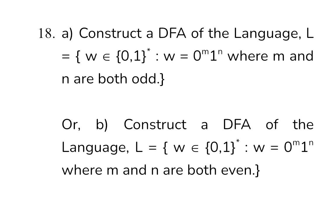 Solved a) Construct a DFA of the Language, L | Chegg.com Solved a) Construct a DFA of the Language, L | Chegg.com