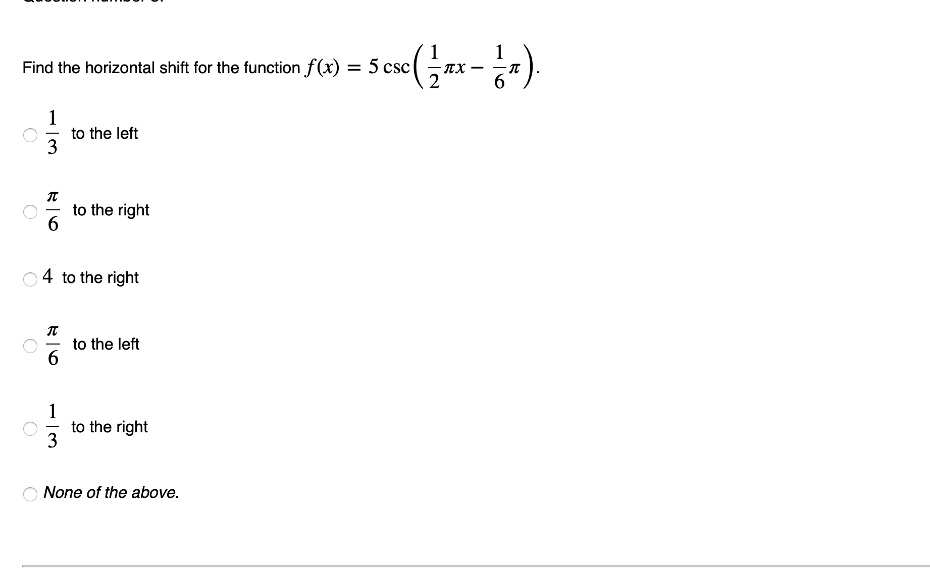 Solved Find the horizontal shift for the function | Chegg.com