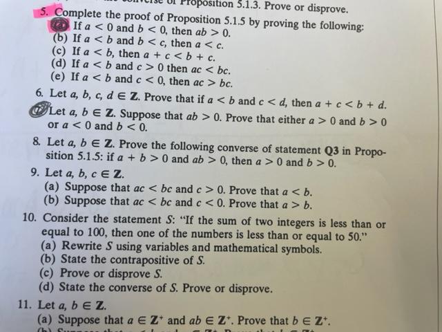 Solved 5. Complete the proof of Proposition 5.1.5 by proving | Chegg.com