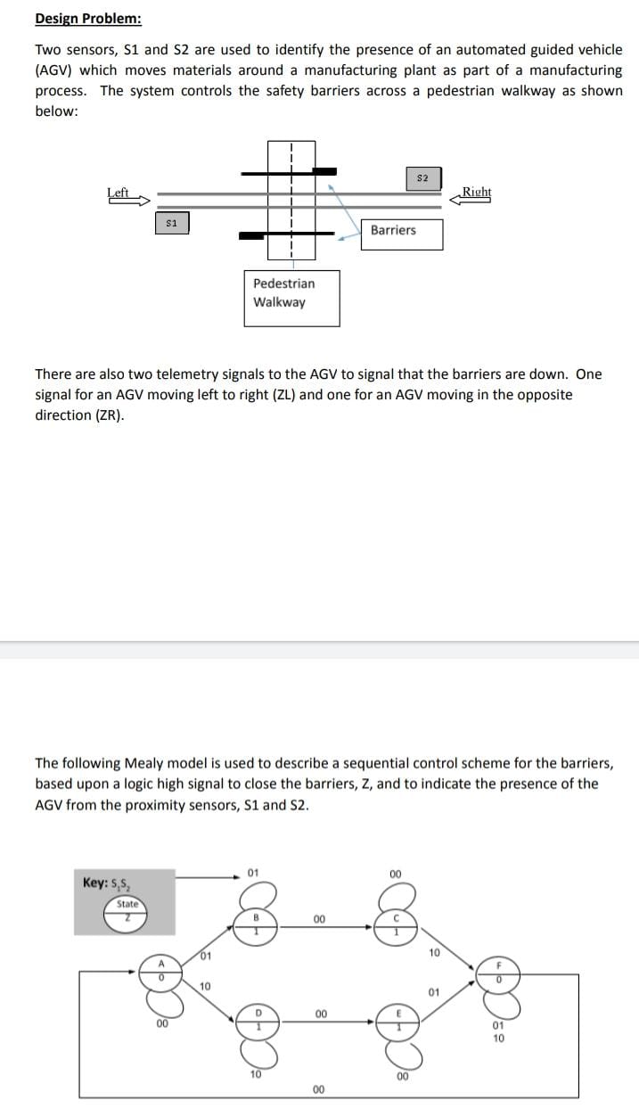 Solved Design Problem: Two sensors, S1 and S2 are used to | Chegg.com