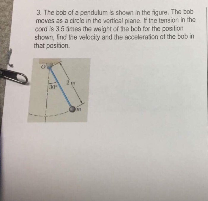 Solved 3. The bob of a pendulum is shown in the figure. The | Chegg.com
