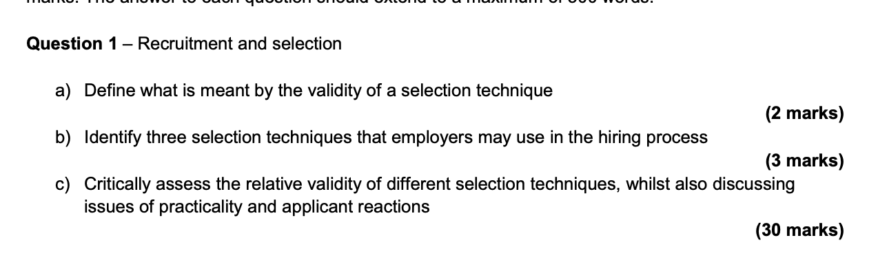 Solved Question 1 - Recruitment and selection a) Define what | Chegg.com