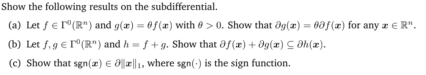 Solved Show the following results on the subdifferential. | Chegg.com