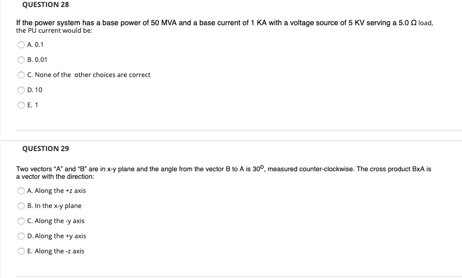 Solved QUESTION 28 If the power system has a base power of | Chegg.com