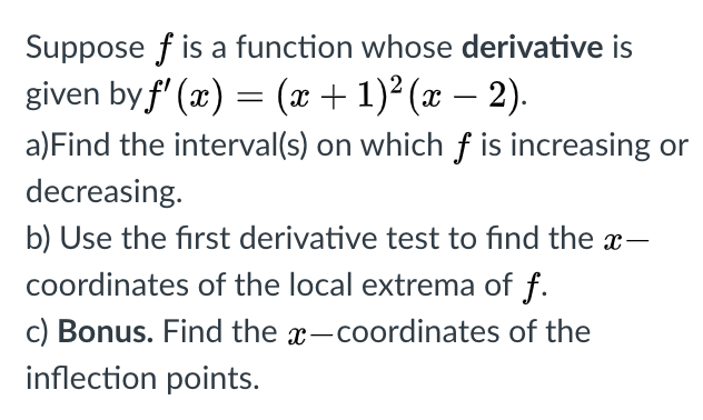 Solved Suppose f is a function whose derivative is given | Chegg.com