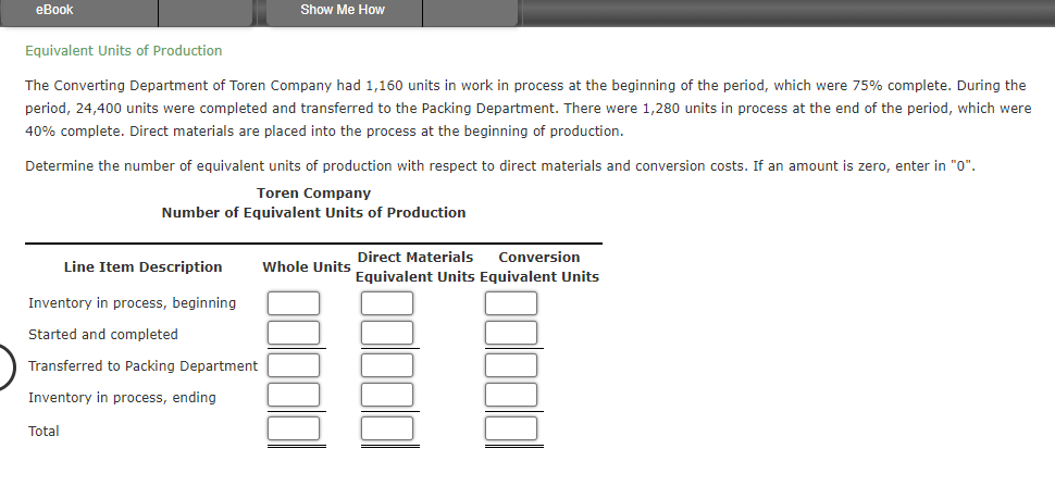 Solved Equivalent Units of Production The Converting | Chegg.com
