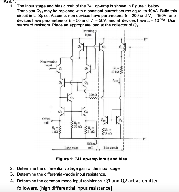 Part 1: The input stage and bias circuit of the 741 | Chegg.com