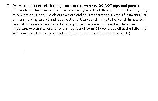 Solved 7. Draw a replication fork showing bidirectional | Chegg.com