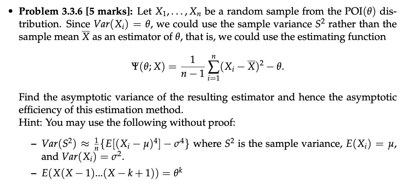 Solved Problem 3.3.6 [5 marks]: Let X1,…,Xn be a random | Chegg.com