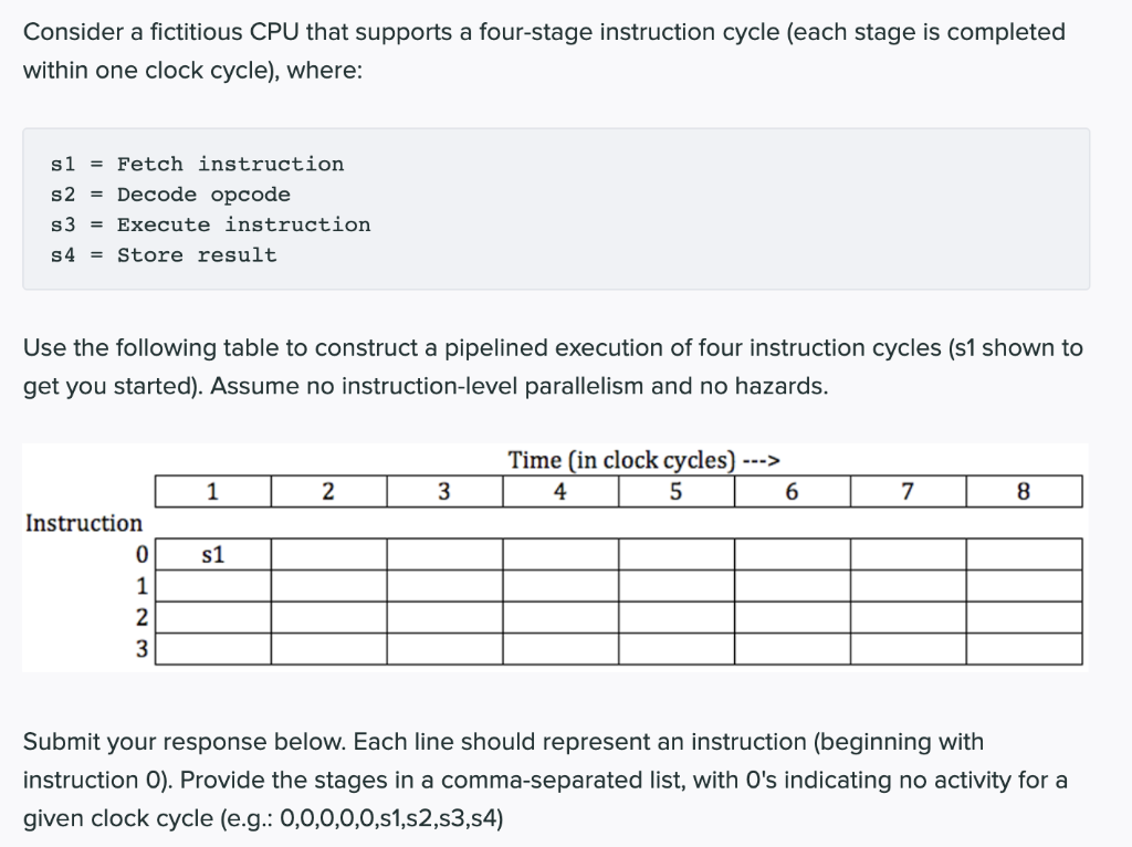 Solved Consider a fictitious CPU that supports a four-stage | Chegg.com