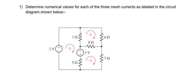 Solved 1) Determine numerical values for each of the three | Chegg.com