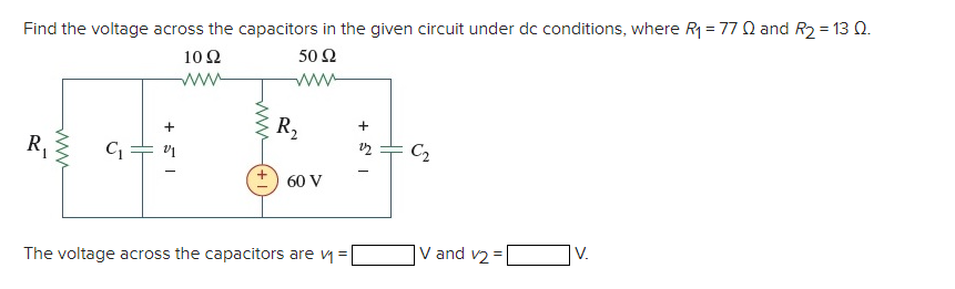 Solved Find the voltage across the capacitors in the given | Chegg.com