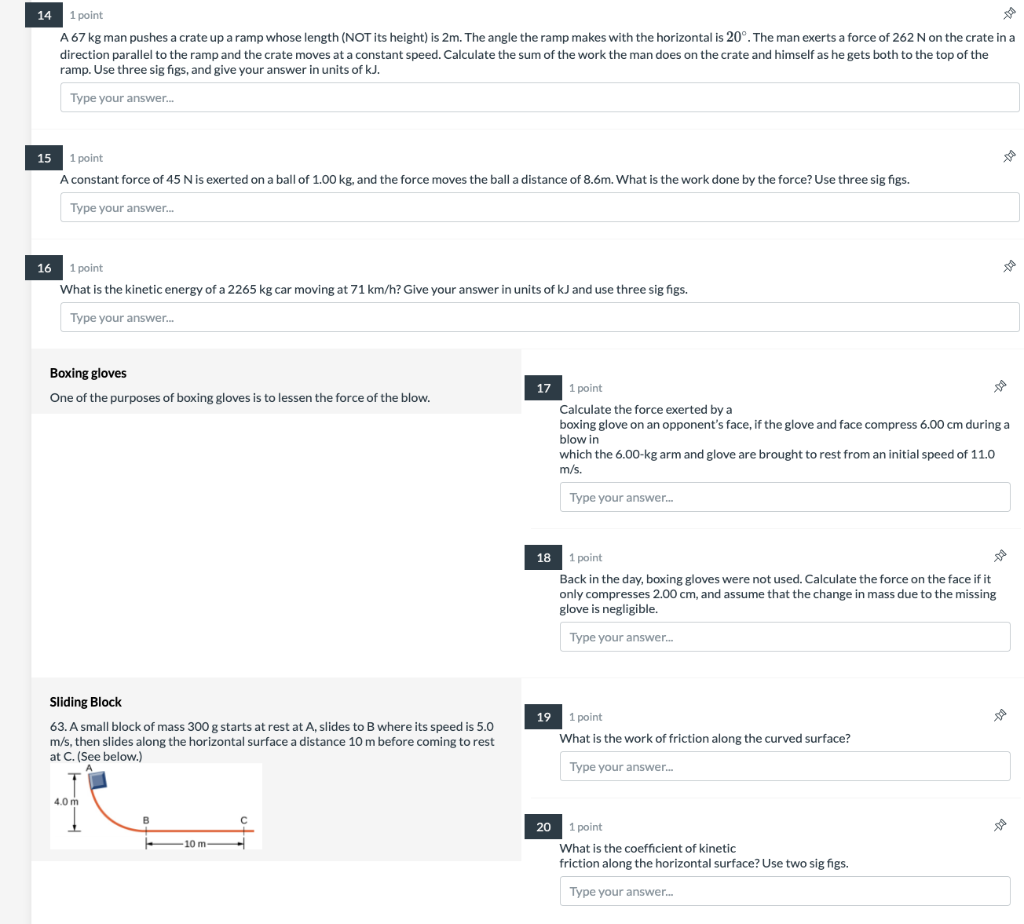 Solved 14 1 point A 67 kg man pushes a crate up a ramp whose | Chegg.com