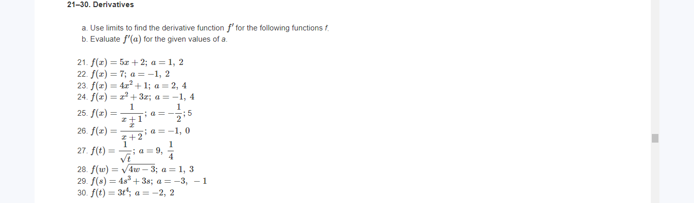 Solved a. Use limits to find the derivative function f′ for | Chegg.com