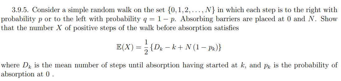 Solved 3.9.5. Consider a simple random walk on the set | Chegg.com