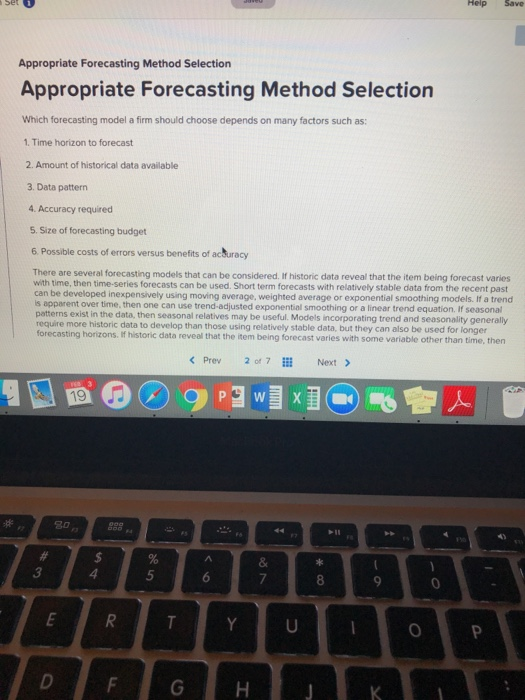 Solved Helpsave Appropriate Forecasting Method Selection