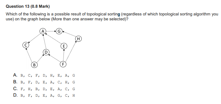 Solved Question 13 (0.8 Mark) Which of the following is a | Chegg.com