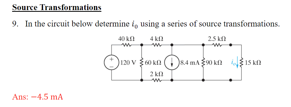 Solved Source Transformations 9. In the circuit below | Chegg.com