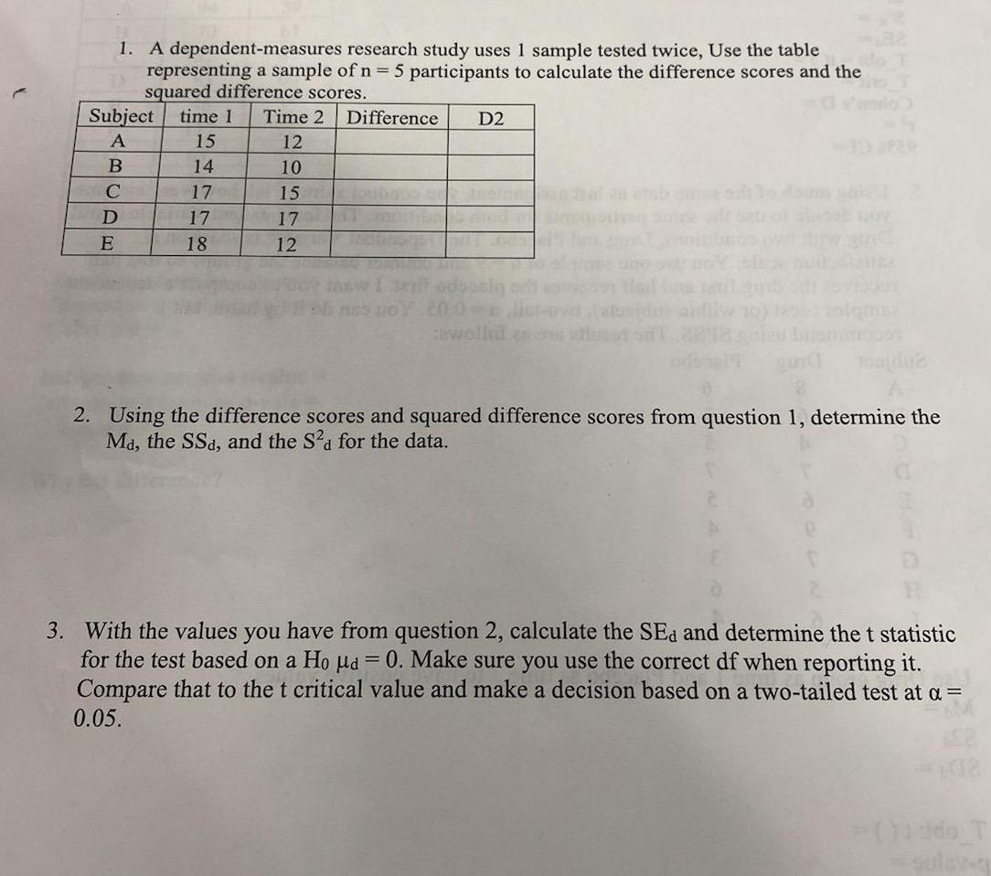 Solved 1. A dependent-measures research study uses 1 sample | Chegg.com