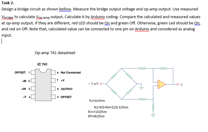 Task 2. Design a bridge circuit as shown bellow. | Chegg.com