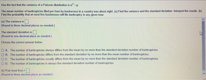 Solved Use the fact that the variance of a Poisson | Chegg.com