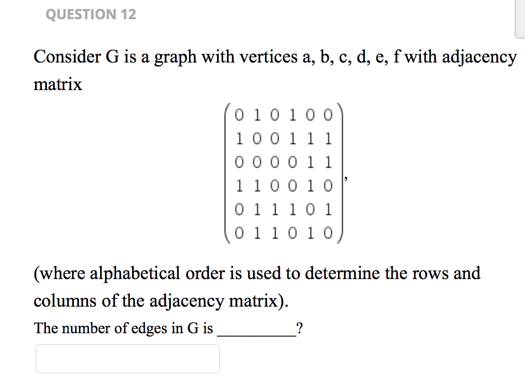 Solved QUESTION 12 Consider G is a graph with vertices a, b, | Chegg.com