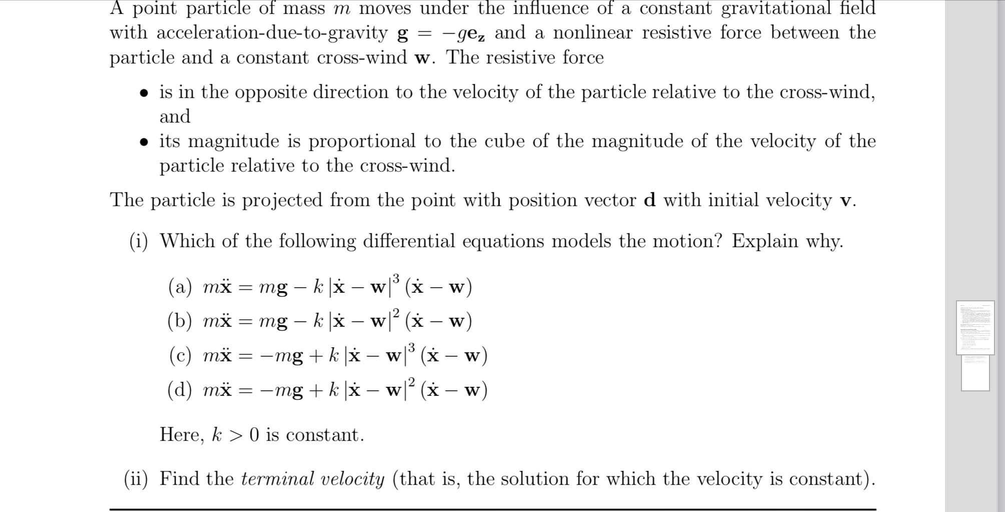 Solved A point particle of mass m moves under the influence | Chegg.com