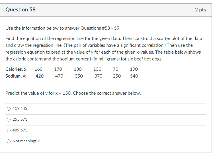 Solved Use the information below to answer Questions \#53 - | Chegg.com
