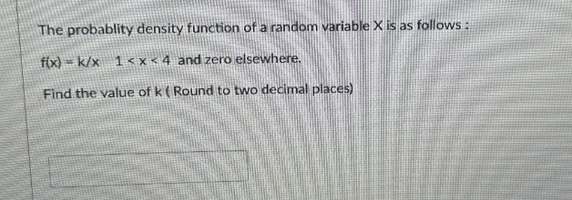 Solved The Probablity Density Function Of A Random Variable 6106