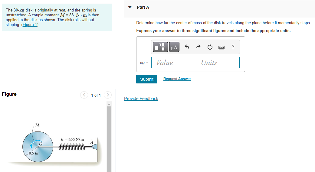Solved The 30-kgkg disk is originally at rest, and the | Chegg.com